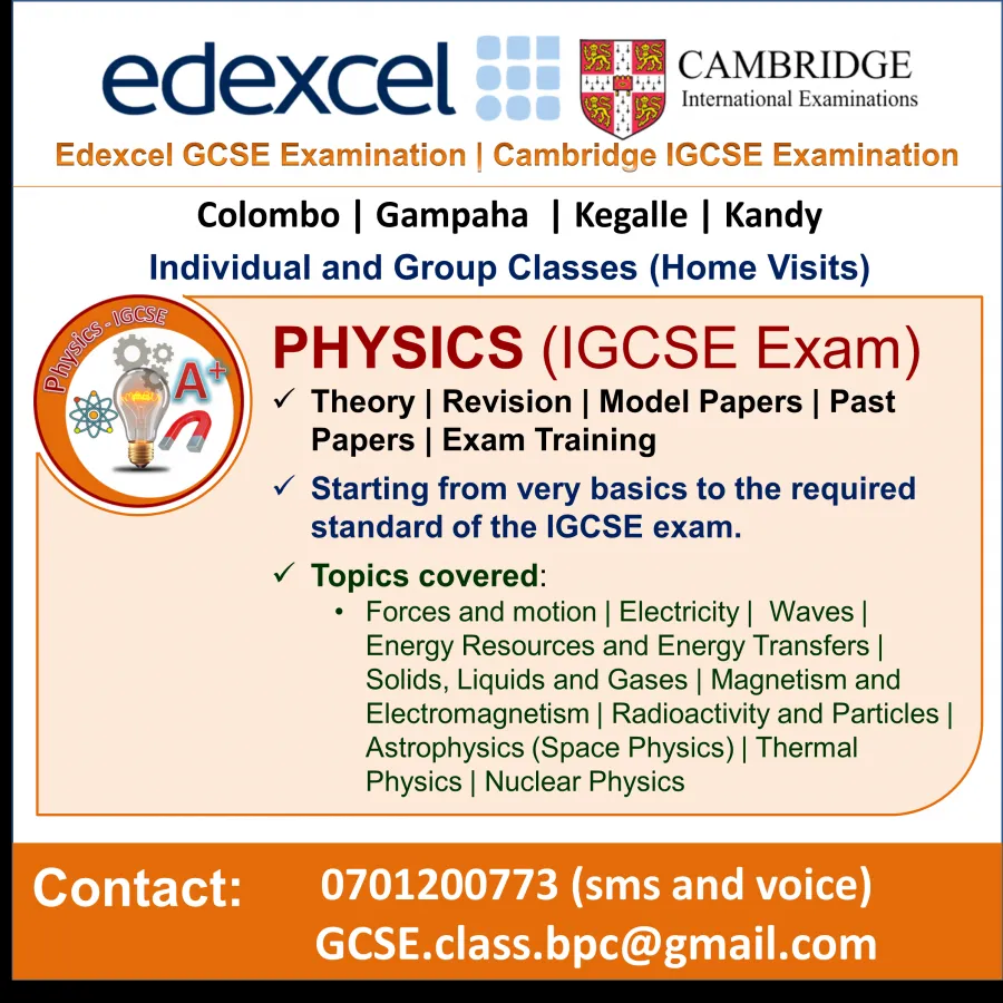 PHYSICS (IGCSE Exam) in Colombo - G.C.E. O/L (International)