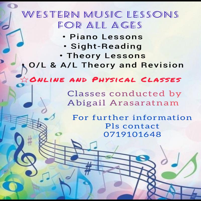 Western Music Lessons for all ages for G.C.E. O/L and A/L (Local)
