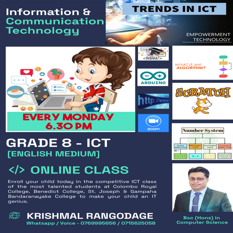 ICT Grade 8 - Online Classes - English Medium for G.C.E. O/L (Local)